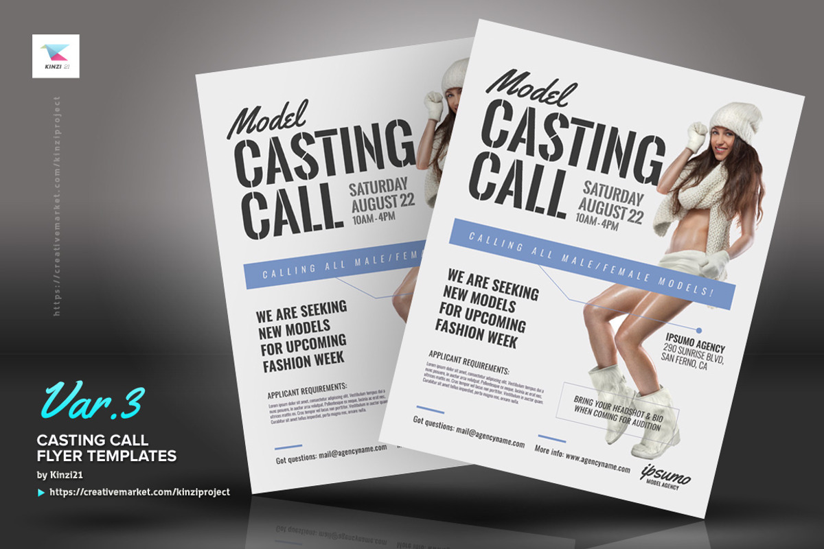 Casting Call Flyer Templates, a Flyer Template by kinzi21