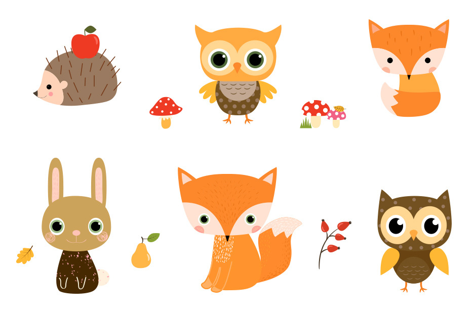 Cute Woodland Animal Clipart Set | Animal Illustrations ~ Creative Market