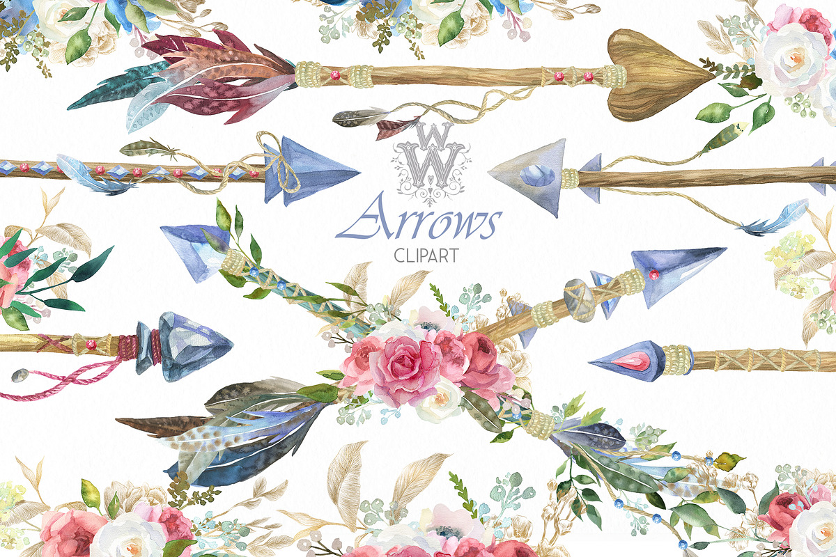 Watercolor Boho Arrows clipart, an Illustration by WonderWonder ...