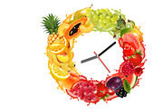 Fruit and berries with clock vector, a Food Illustration by ecco