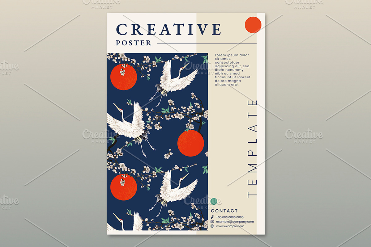 Japanese style poster template, a Poster Template by rawpixel