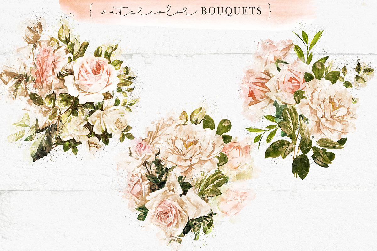Farmhouse Watercolor Flowers, a Texture Illustration by Eclectic Anthology