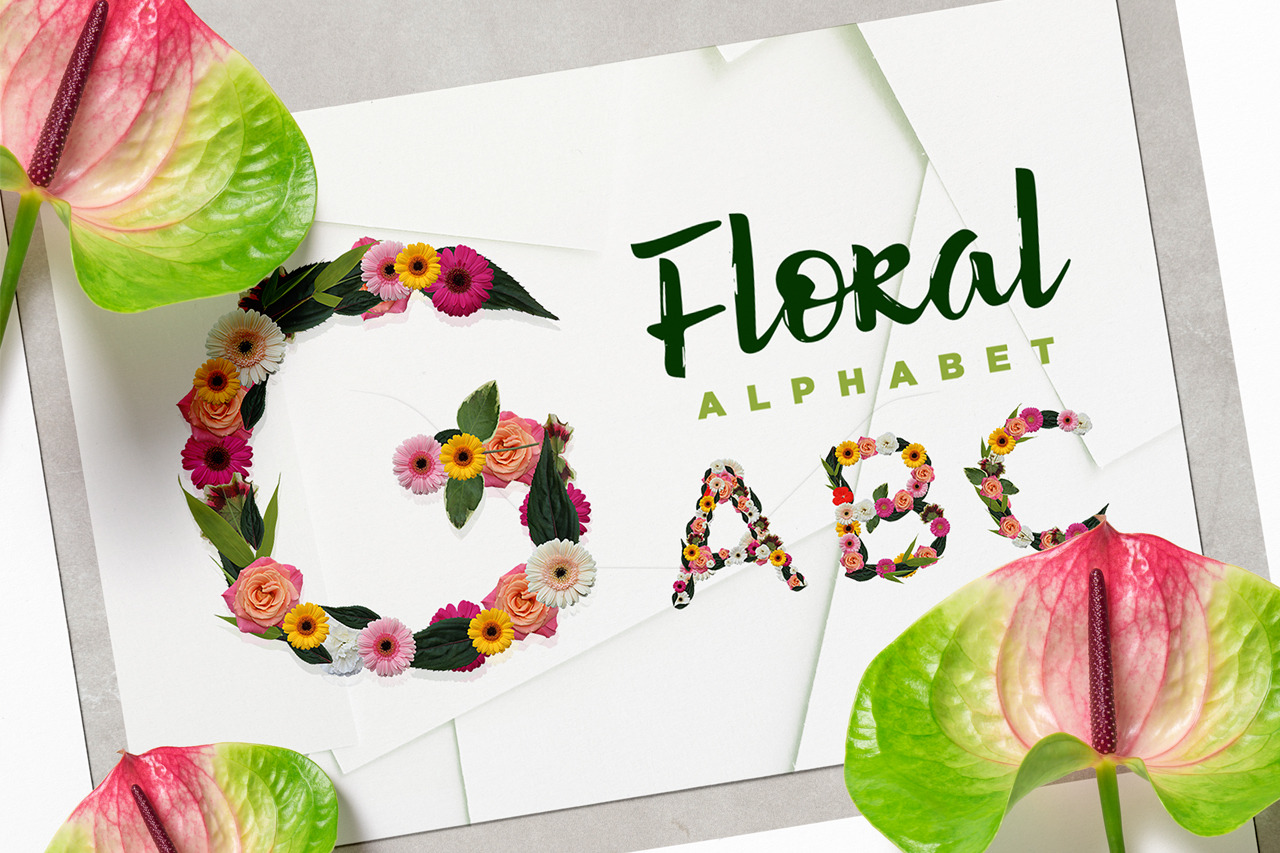 Floral Alphabet Kit, an Object Graphic by Layerform Design Co.