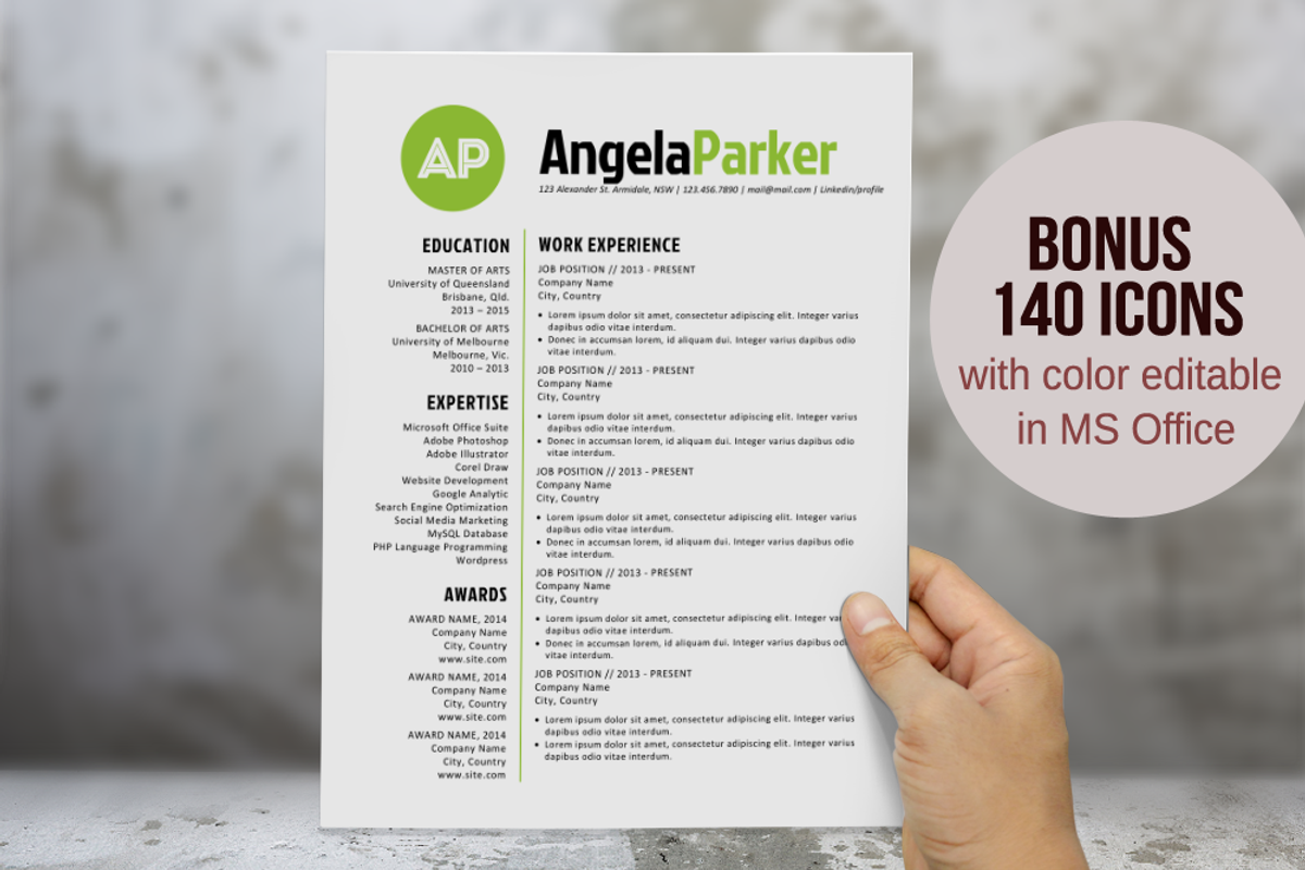 Round bold initials resume template, a Resume Template by Inkpower
