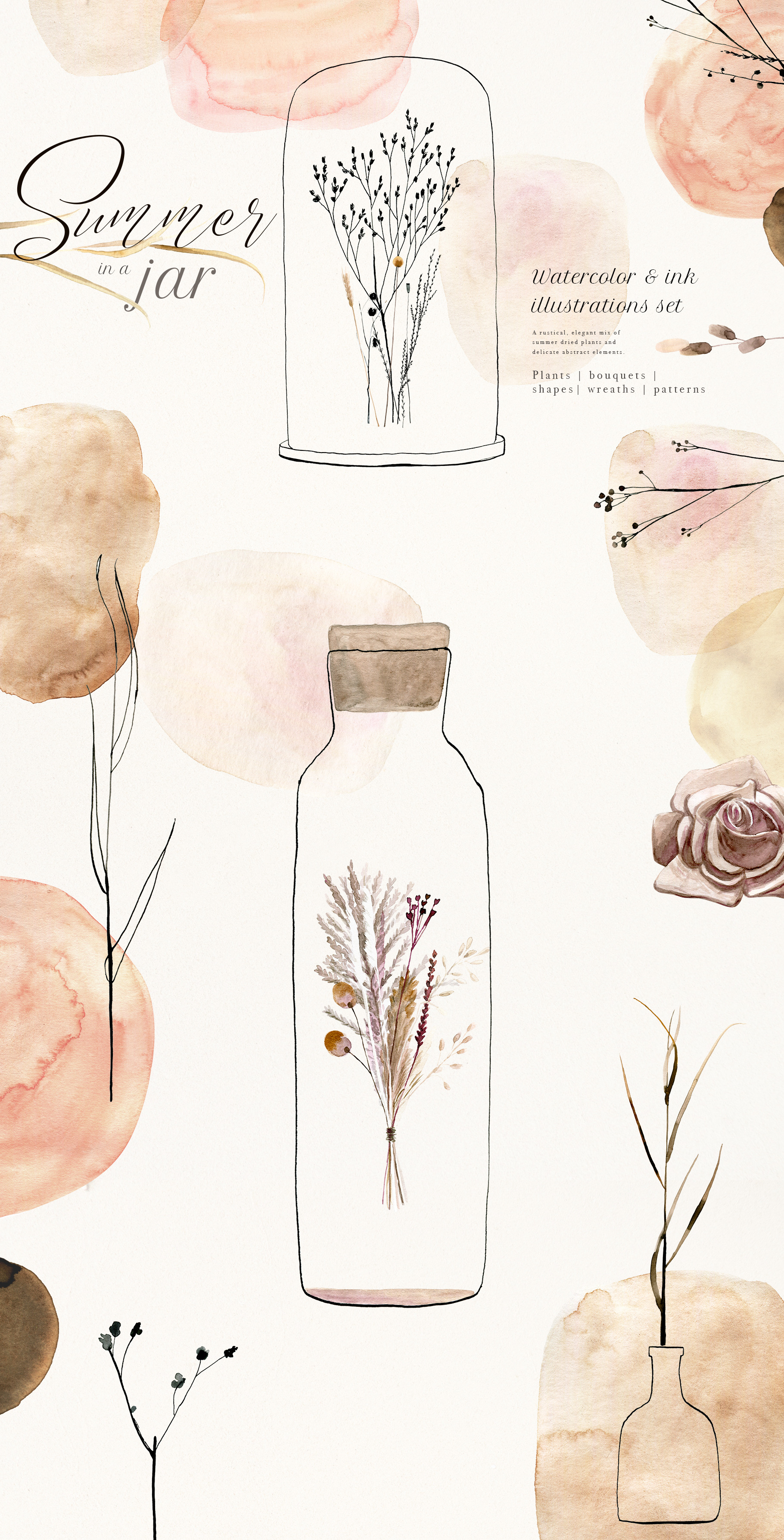 Summer in a jar | Watercolor set, a Decorative Illustration by Bibela