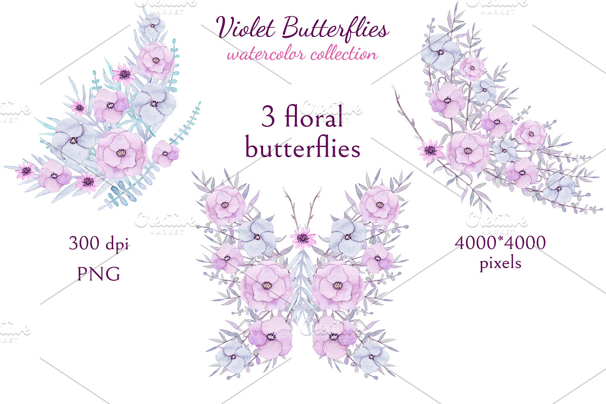 Violet Butterflies, an Illustration by Salted Galaxy