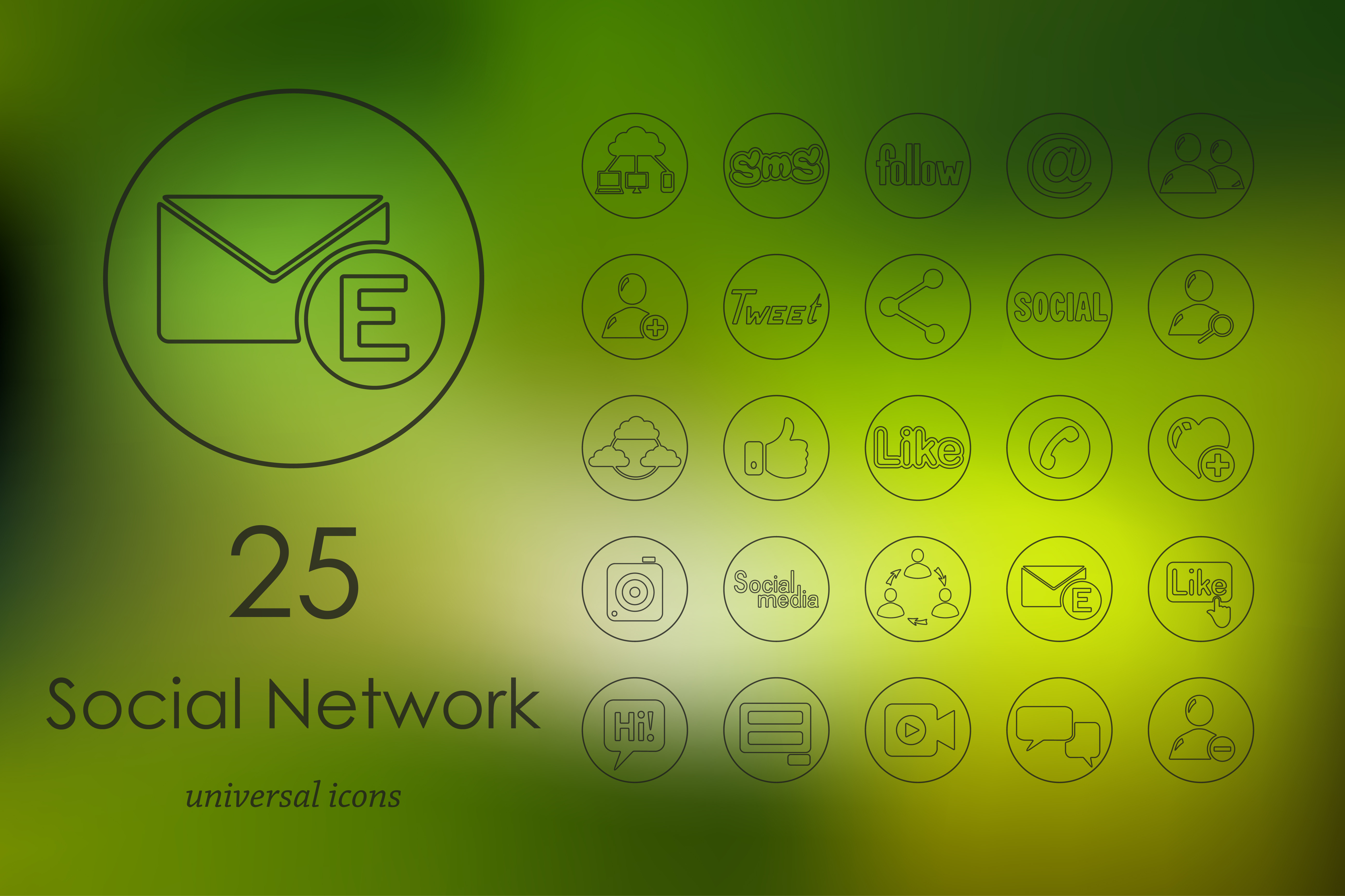 25 social network line icons, an Outline Icon by Palau