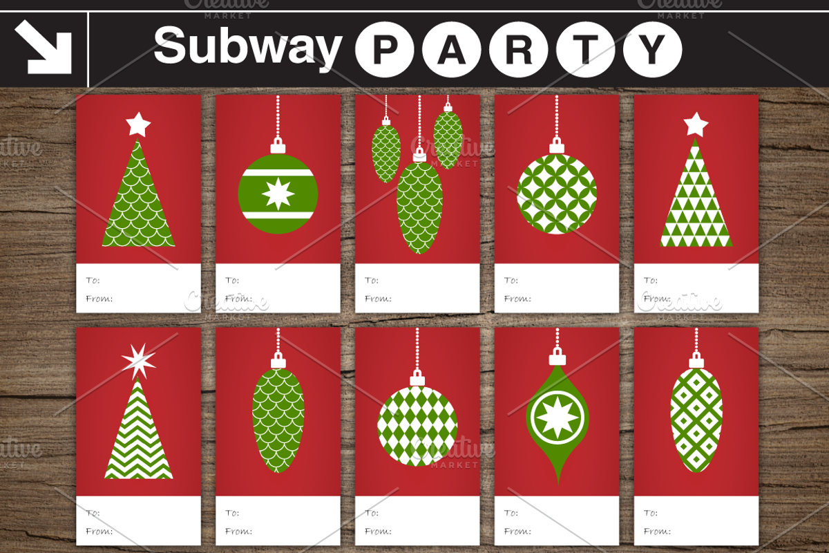 Christmas Gift Tags Red & Green, an Object Graphic by SubwayParty