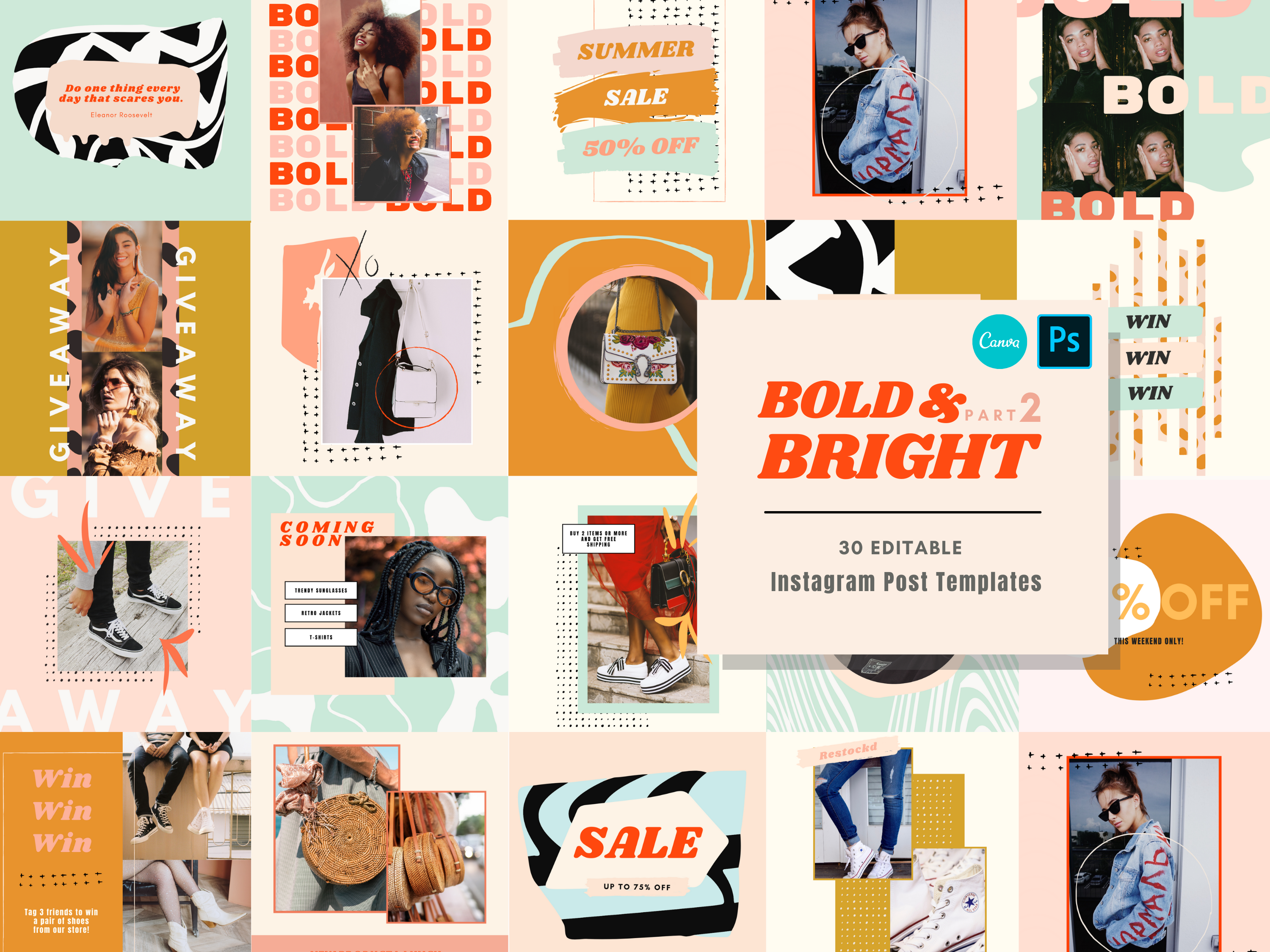 Bold n Bright Part 2 Post Templates, a Social Media Template by Hell ...