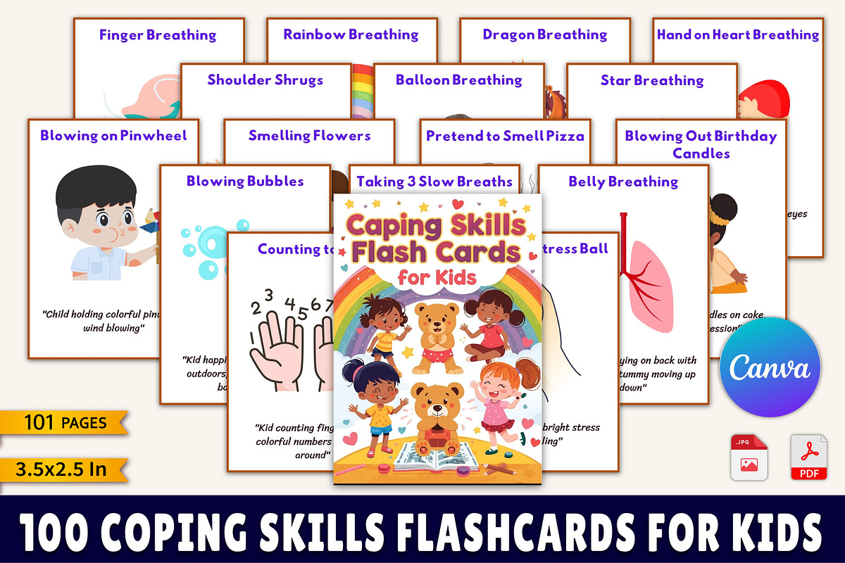 100 Coping Skills Flashcards for Kids