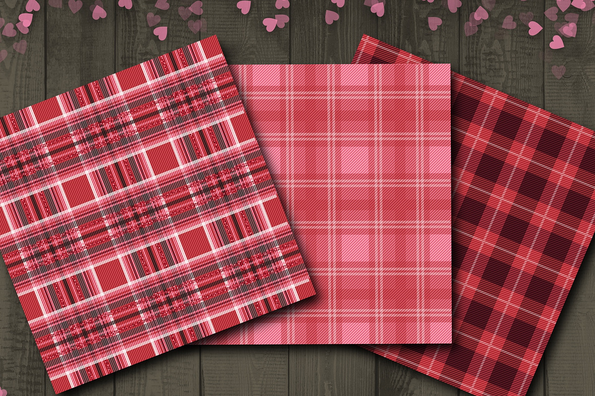 Valentine Plaid digital paper, a Pattern Graphic by Paper Farms