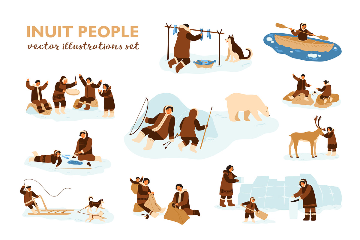 Inuit people set, a Person Illustration by Good Studio