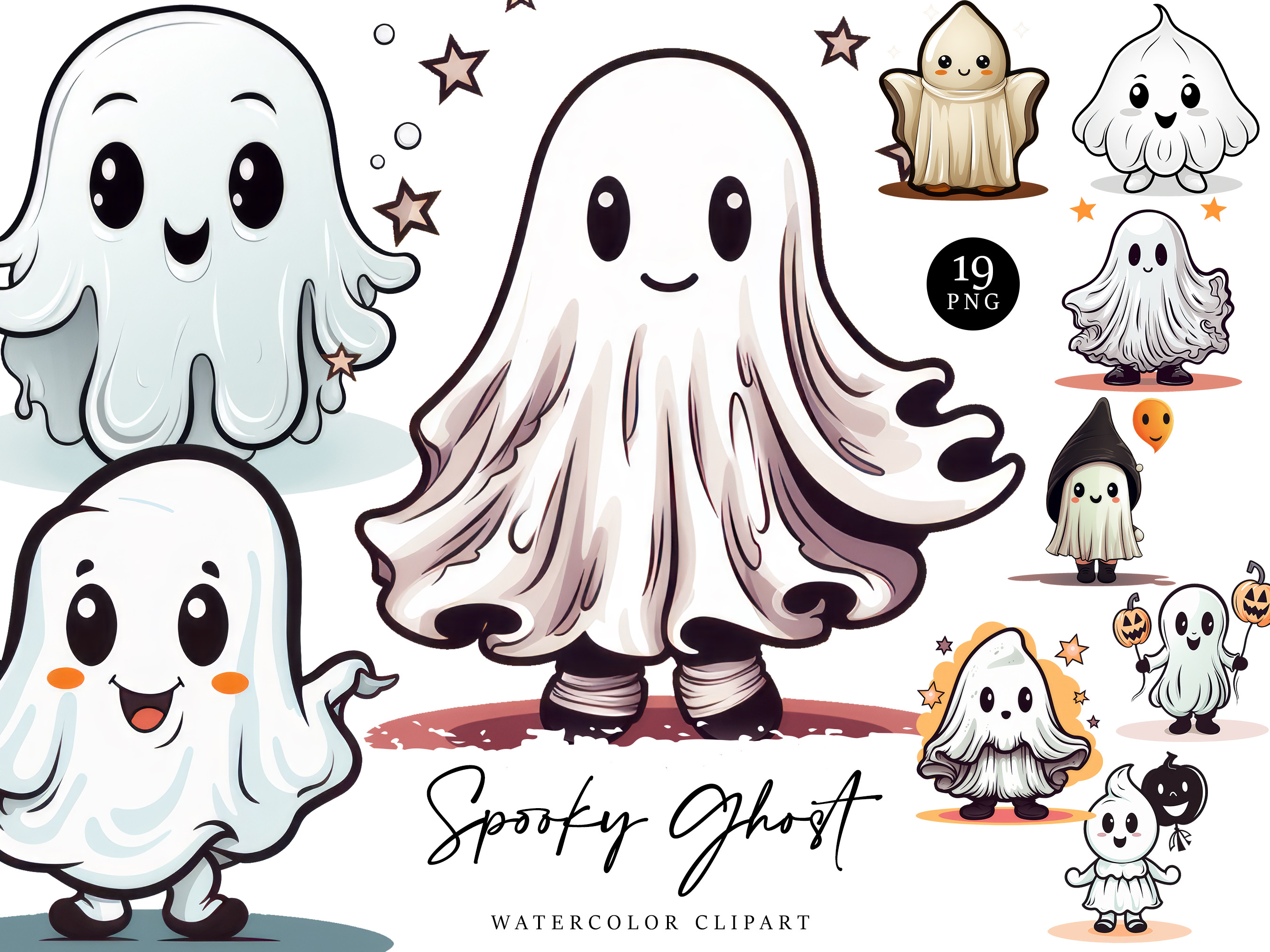 Beautiful Spooky Ghost Clipart, an Object Illustration by Design Scotch