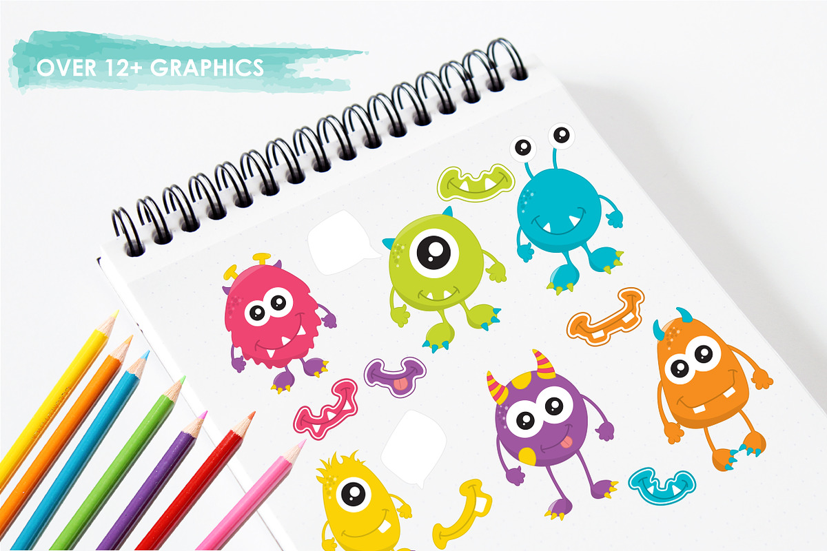 Monster Fun illustration pack, an Illustration by PrettyBundles