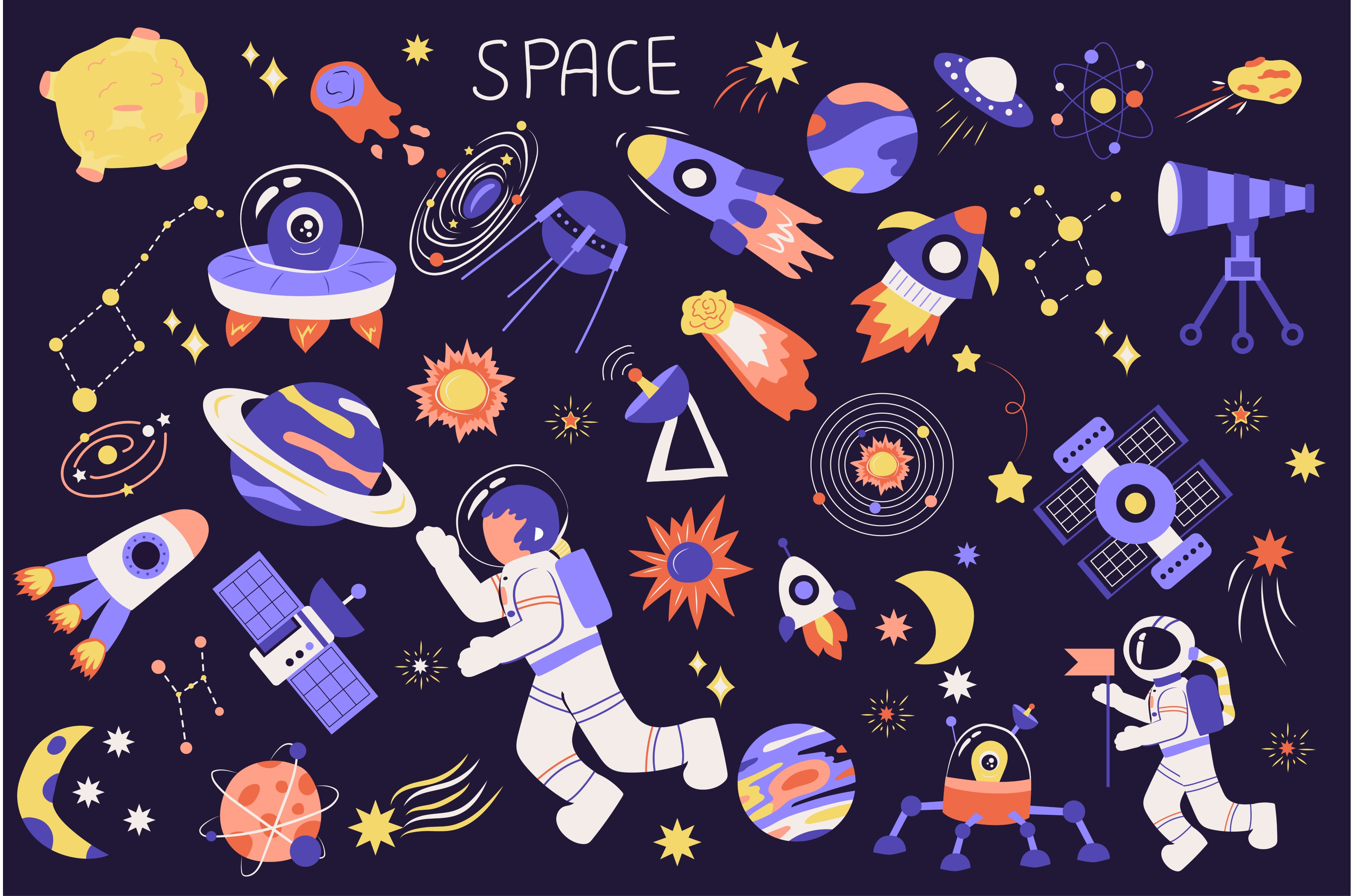 Space Cute Set, an Object Illustration by alexdndz