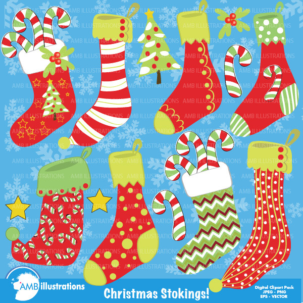 Christmas Stocking Clipart AMB-374, an Illustration by AMBillustrations