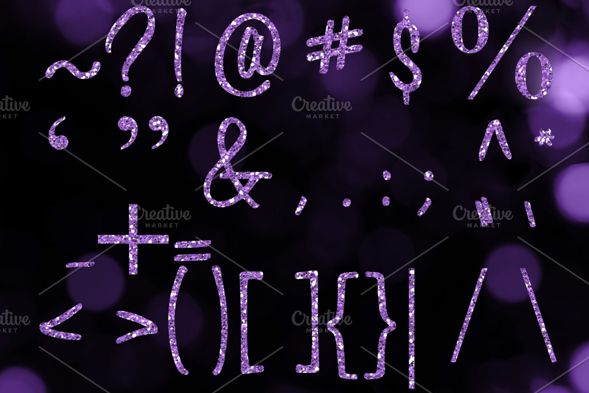Purple Glitter Alphabet Clip Art, an Object Graphic by Paper Element