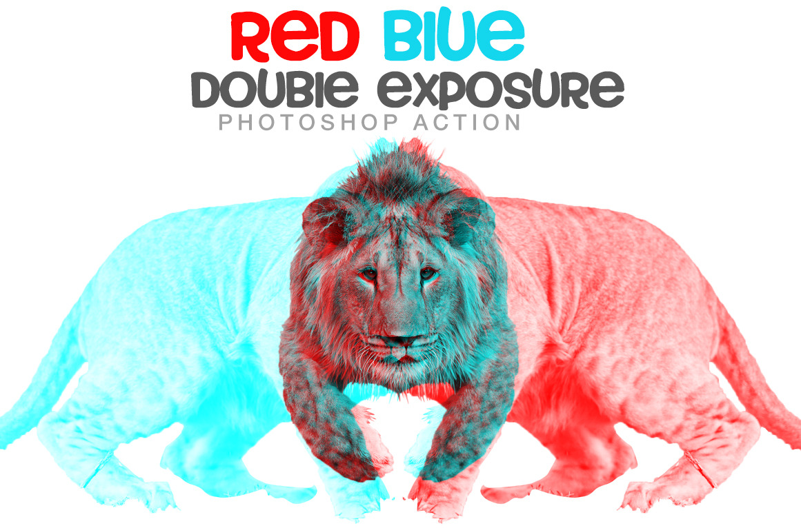Red blue Double exposure Action, an Action Add-On by Ruslan Zelensky