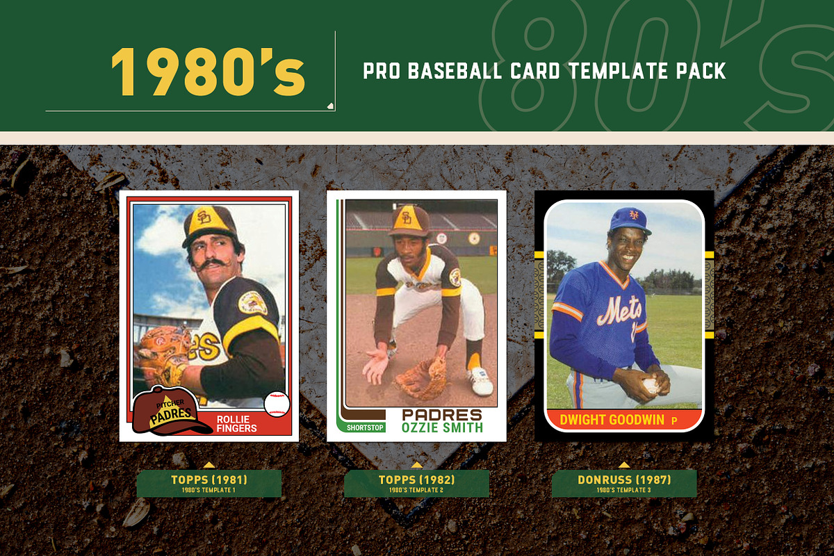 1980's Pro Baseball Card Templates