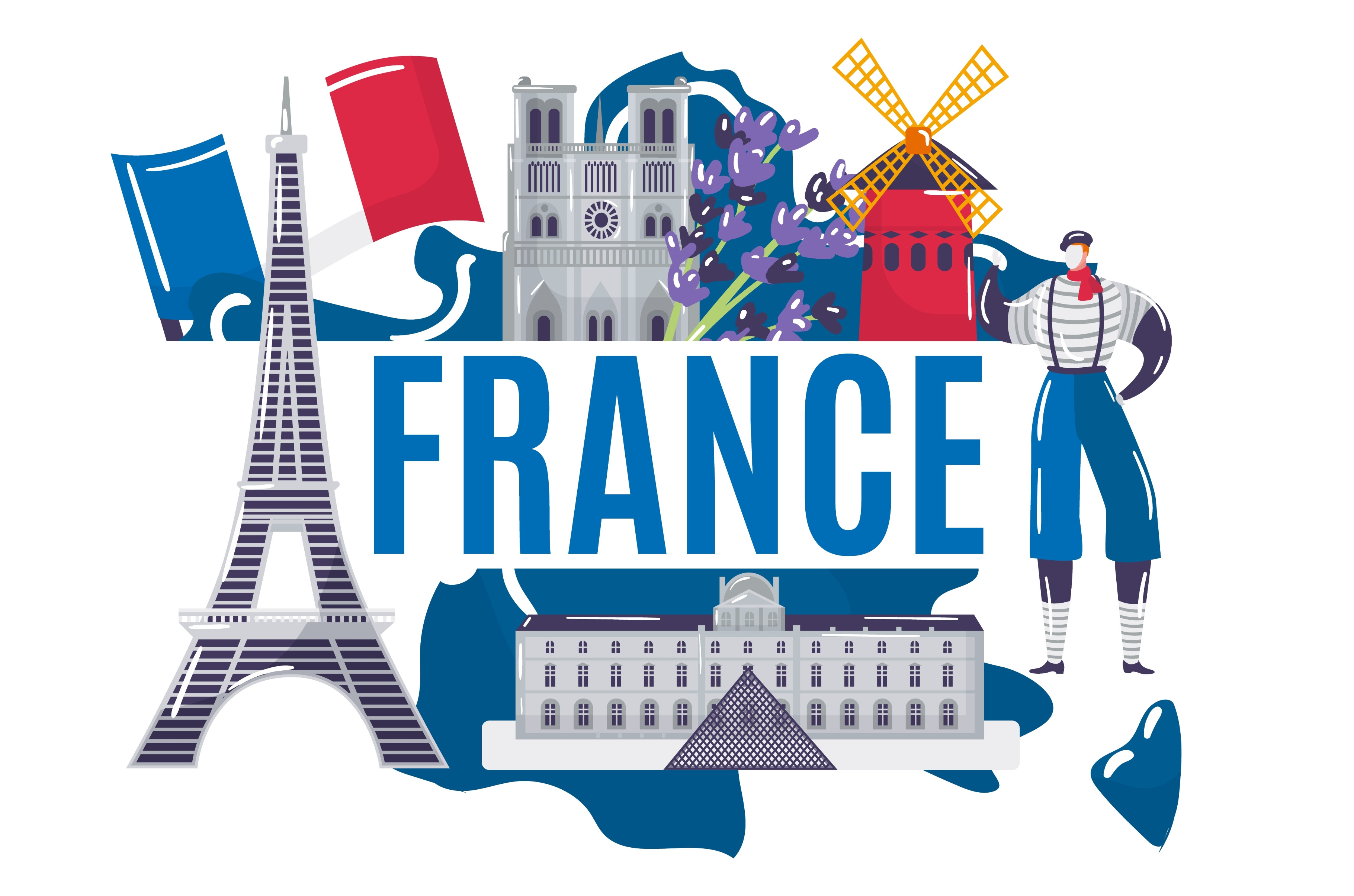 France country research concept, an Illustration by KitVector