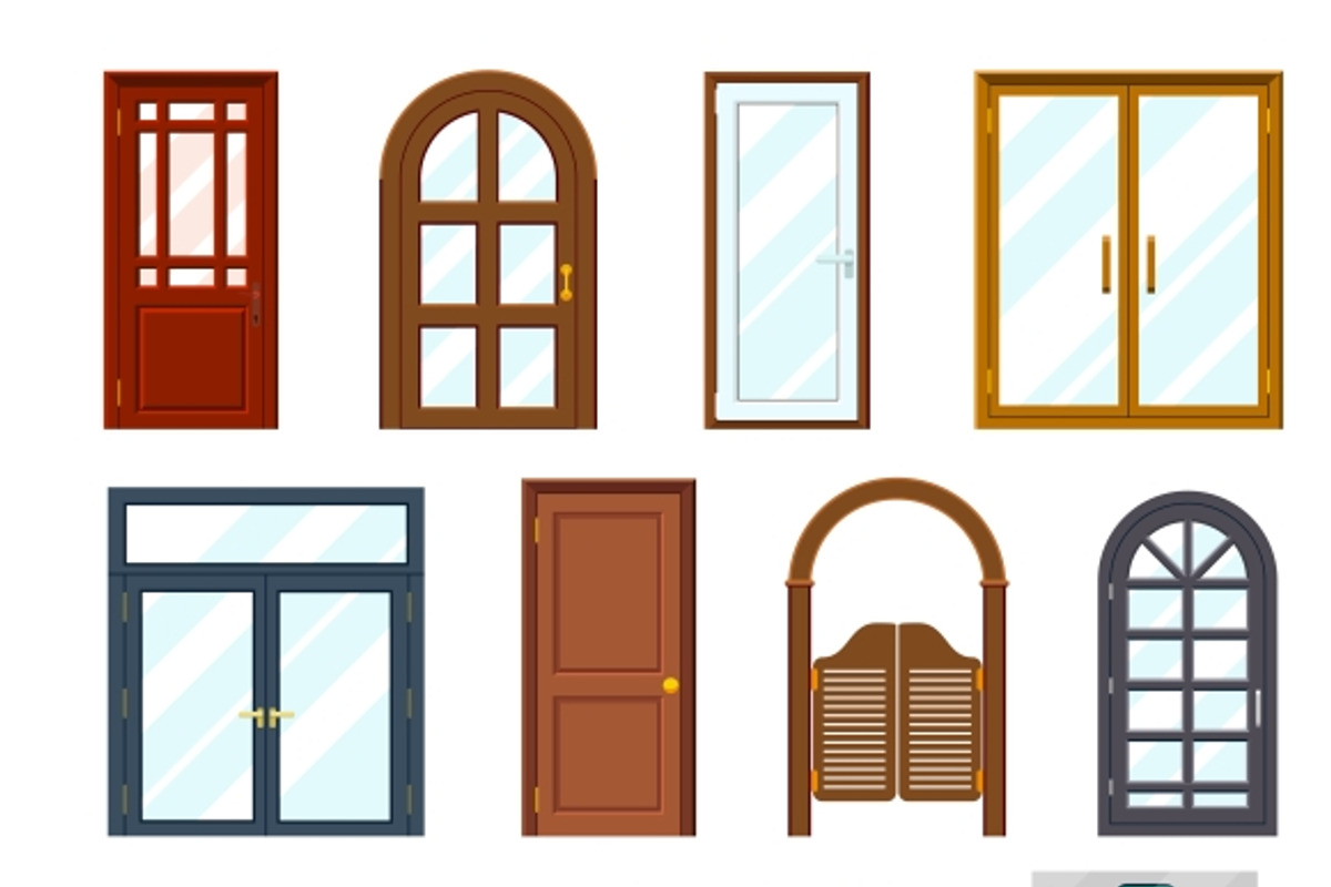 Vector colourful front doors, a Background Graphic by Microvector