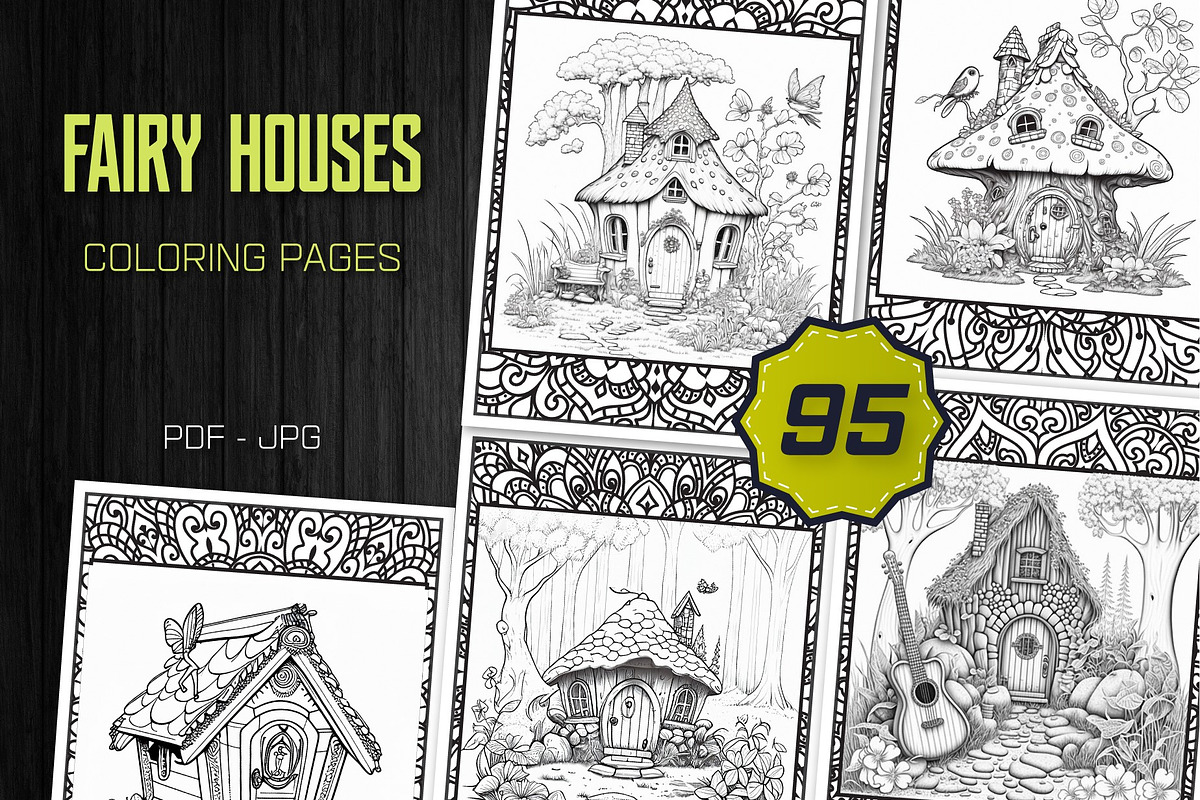 95 Fairy Houses Coloring Pages, an Object Illustration by Blue Digital ...