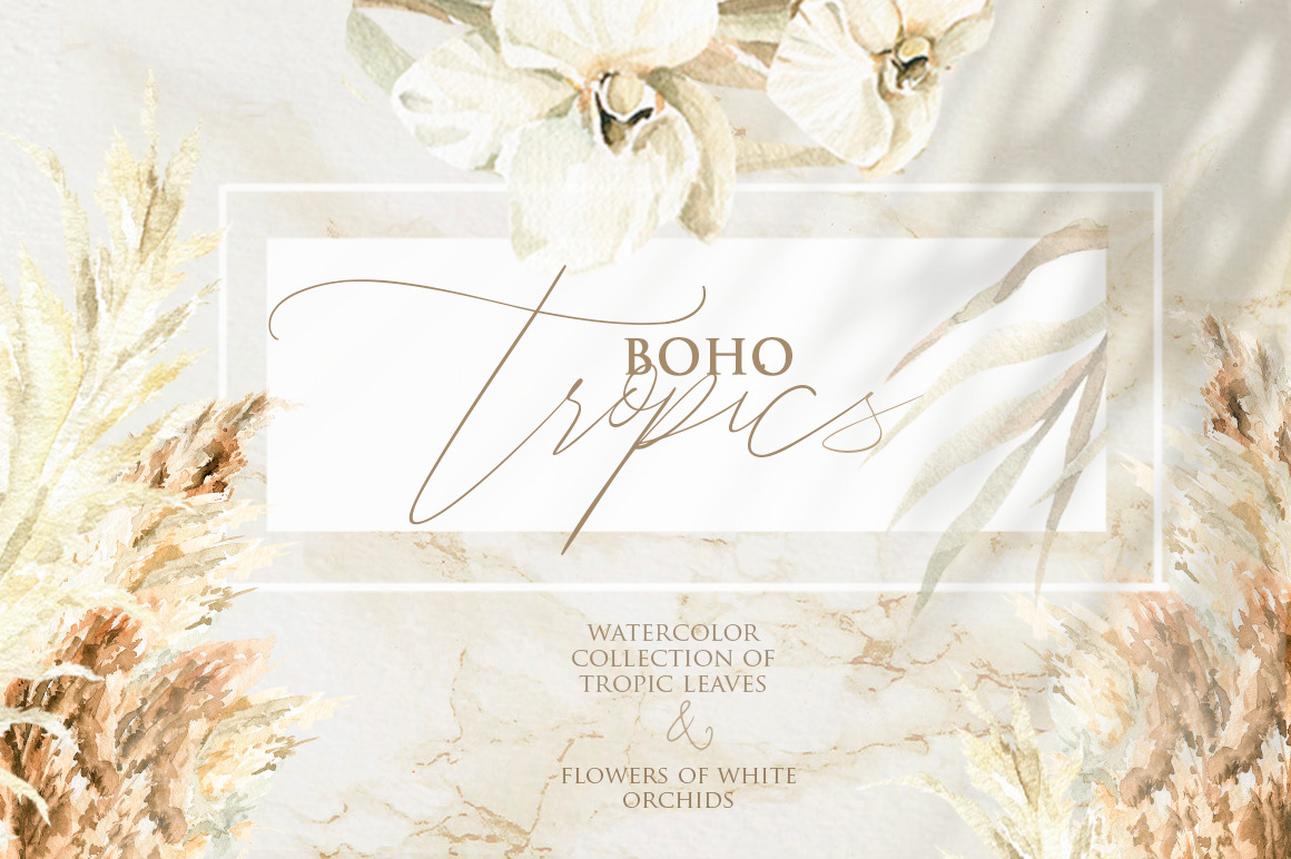 Boho & tropics. Watercolor set, a Decorative Illustration by 60secondsArt