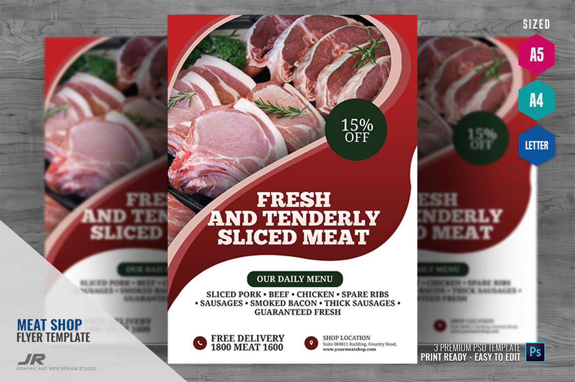 Butcher Shop and Services Flyer, a Flyer Template by PSDPixel