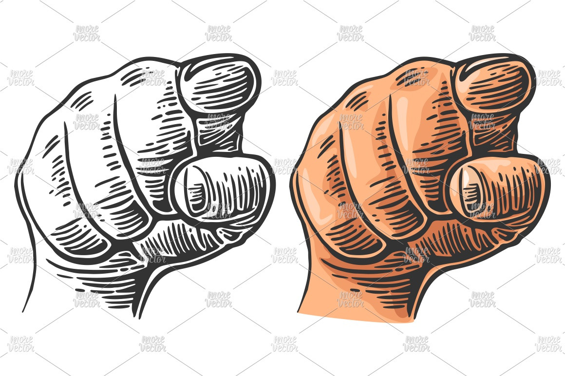 Hand pointing finger viewer front, an Illustration by MoreVector