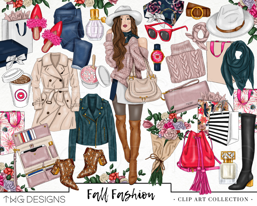 Fall Style Fashion Girl Clip Art, an Illustration by TWG Designs