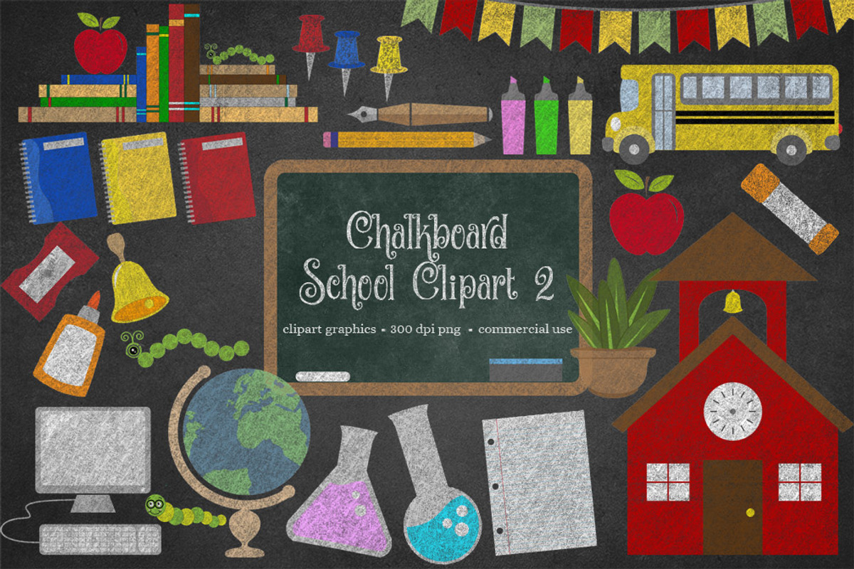 Chalkboard School Clip Art, an Education Illustration by Digital Curio