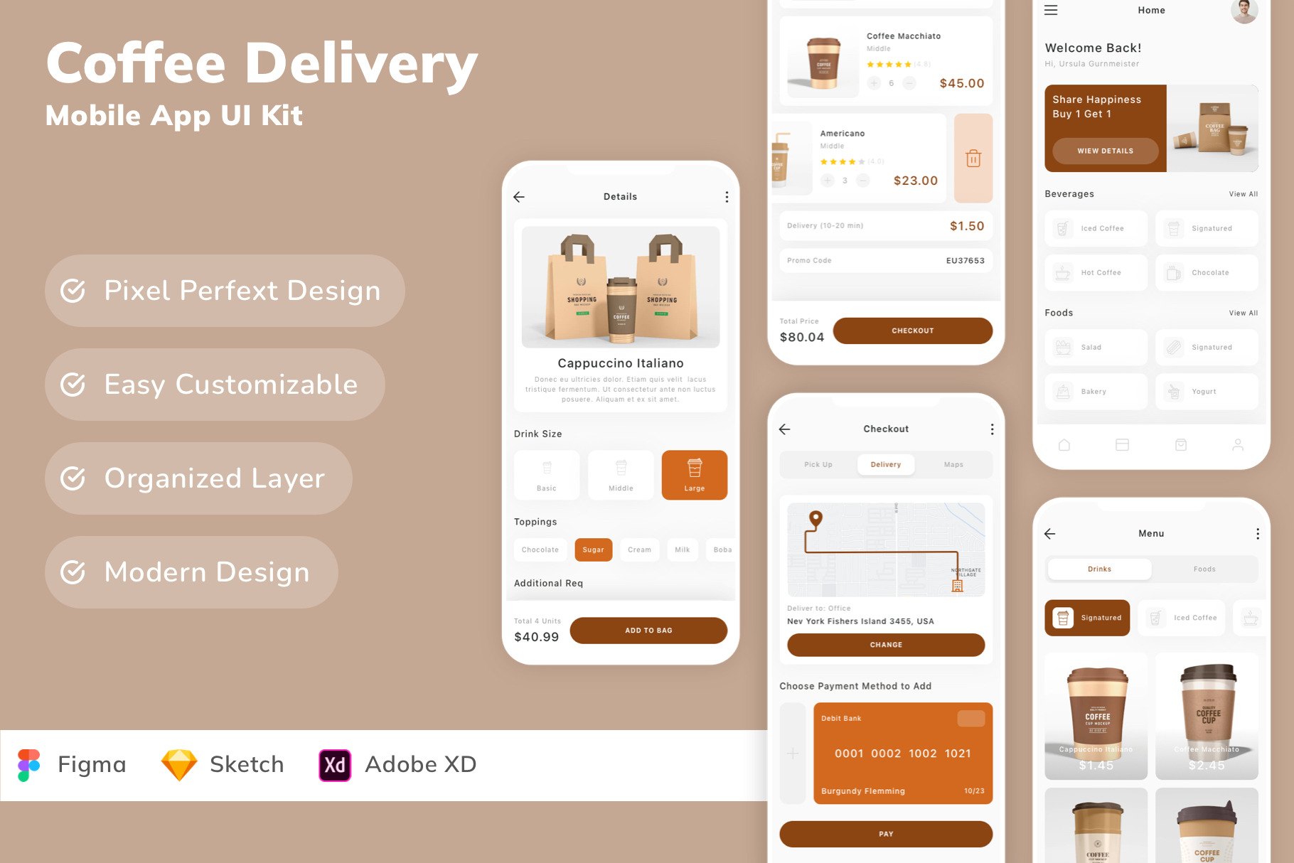 Coffee Delivery Mobile App UI Kit, an UI Kit Template by Betush
