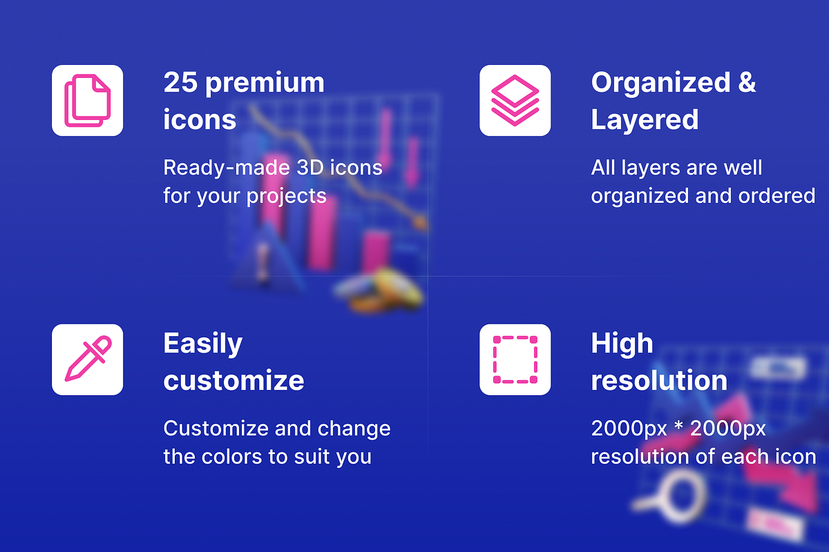 Graph ang Chart Icon 3D Set, a 3D by Laimmilka