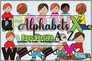 Alphabet Kids Uppercase Letters Clip Art - Boys Version