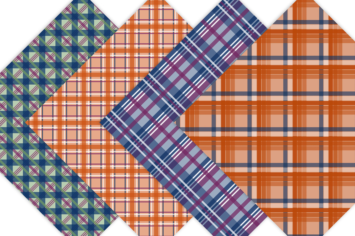 Plaid and Stripes Digital Paper, a Pattern Graphic by Leska's Digitals