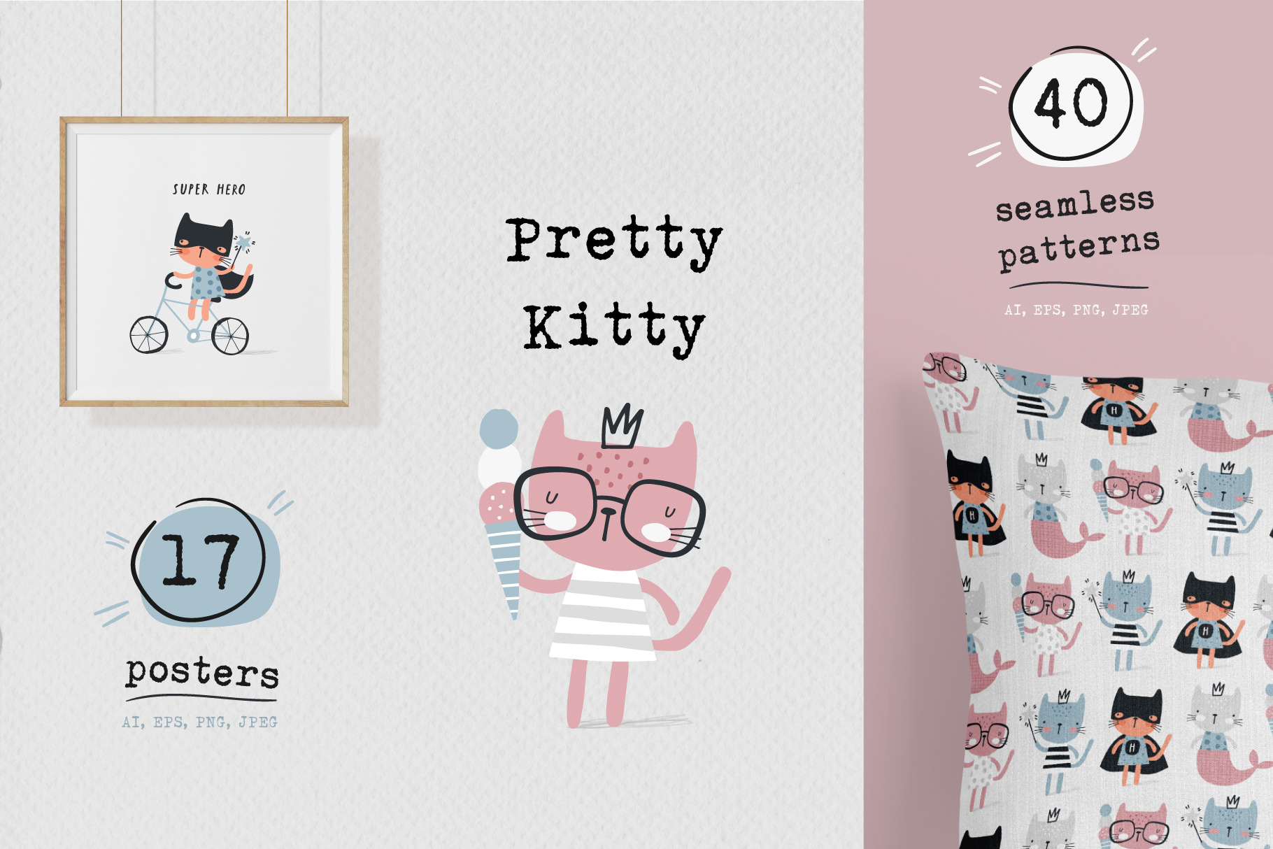 Pretty Kitty, a Pattern Graphic by Olena Kuznietsova