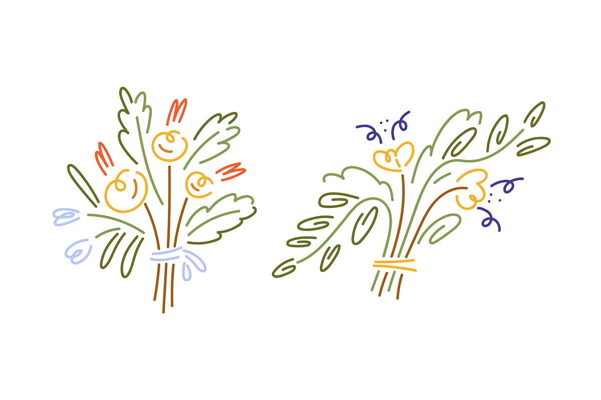 Modern abstract line art flowers set, a Decorative Illustration by Good ...