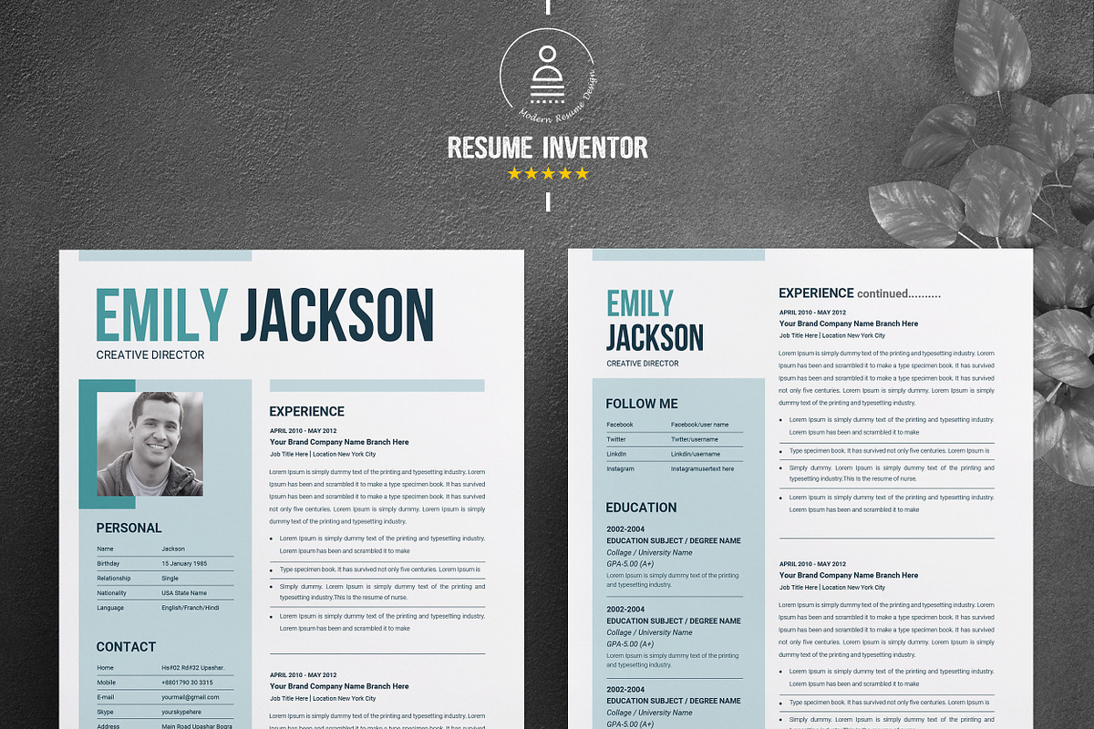 Modern Resume Template for Microsoft, a Resume Template by ResumeInventor