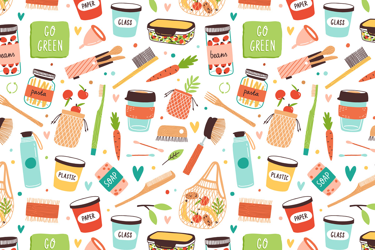 Zero waste background and patterns, a Decorative Illustration by Good ...
