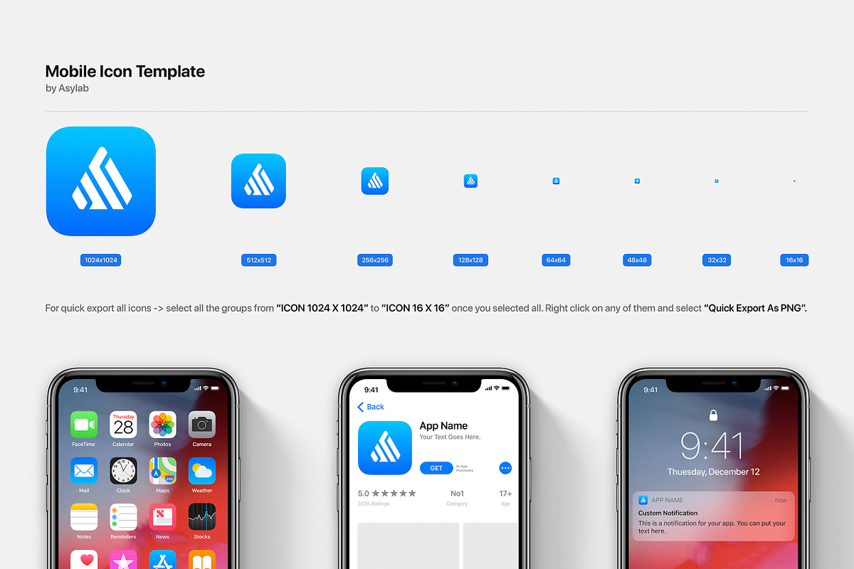 Mobile OS Icon Template Mockup - PSD