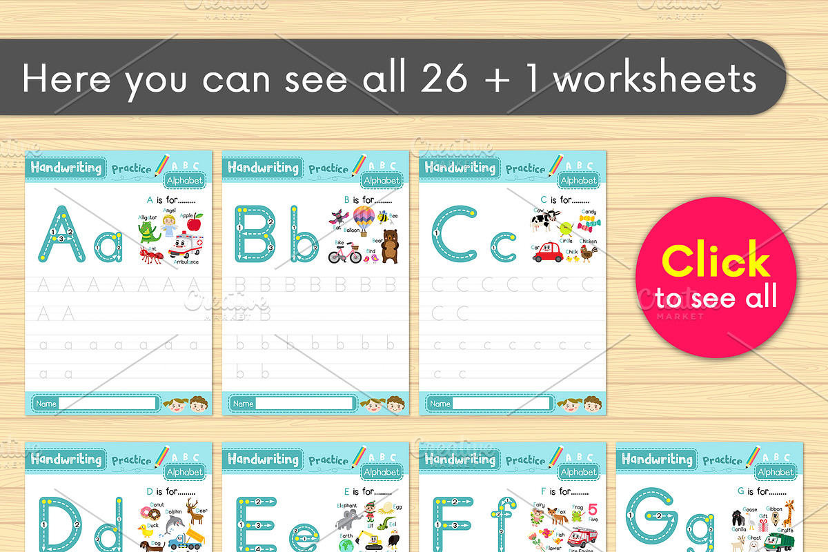 A-Z Letter tracing worksheet + Bonus, an Education Illustration by ...