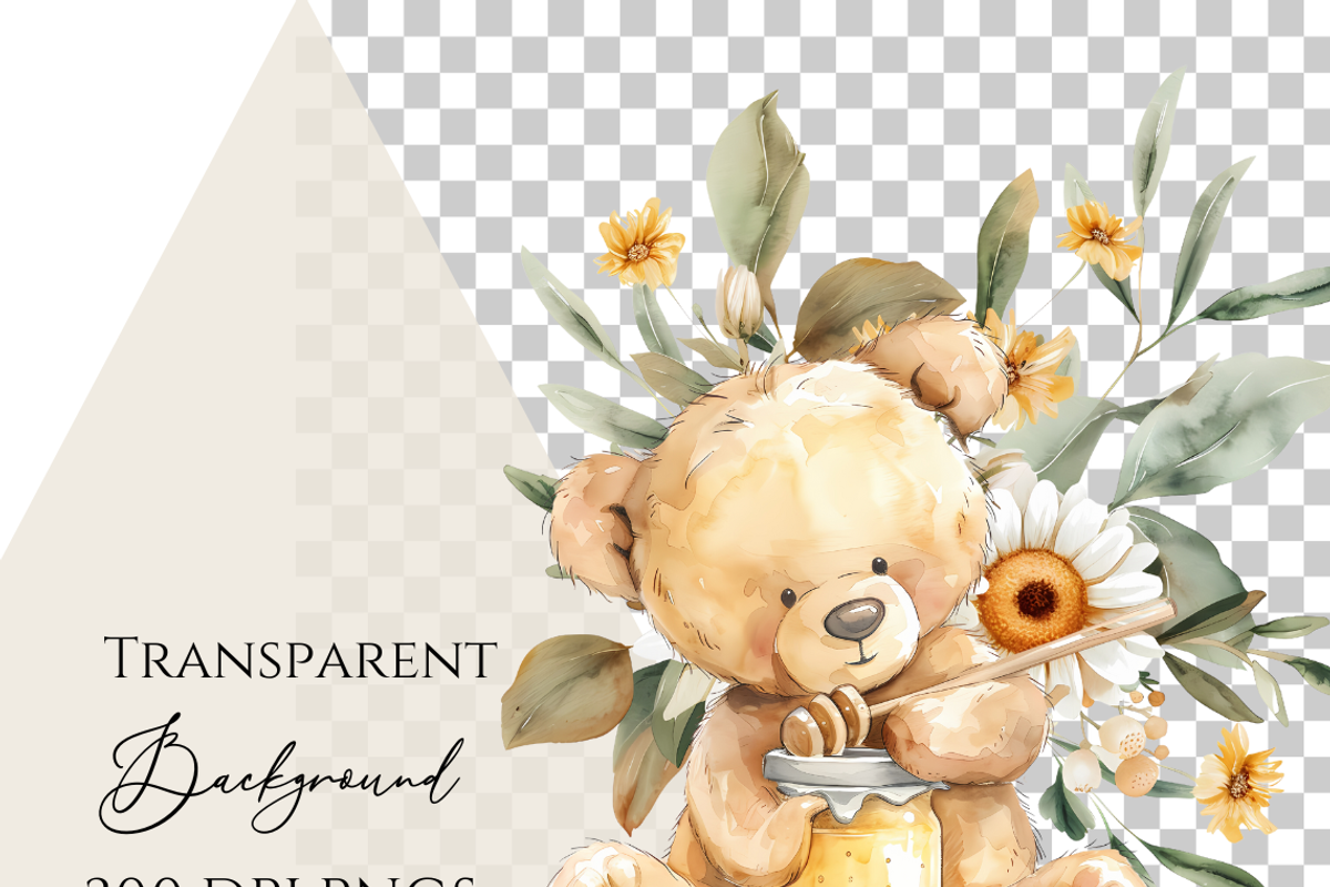 Bear and bee clipart, honey bee PNG, an Animal Illustration by Invite ...