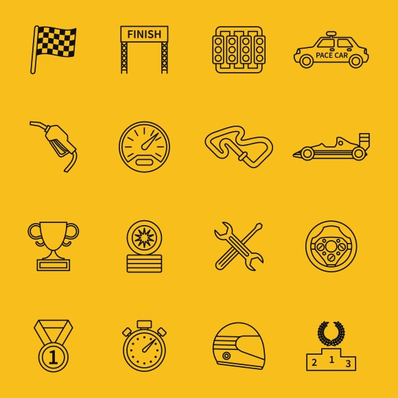 Race flag and line racing icons, a Graphic by Microvector