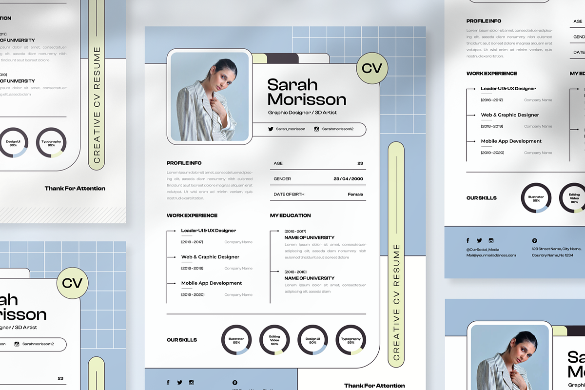 Pop Graphic Designer CV Resume, a Resume Template by SquidPixey