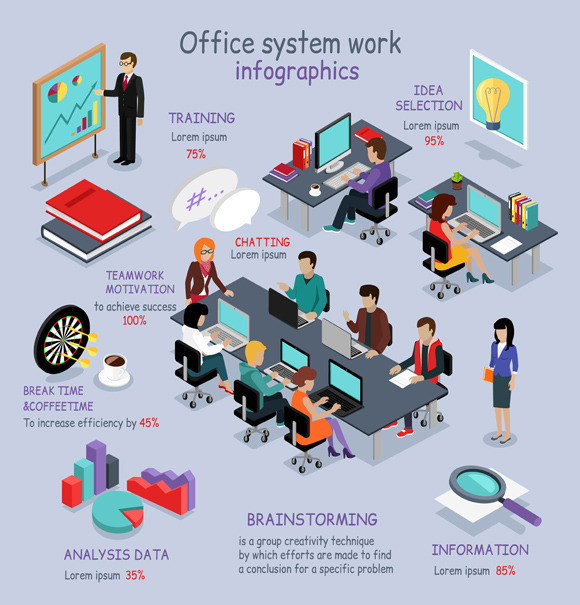 Office System Work Infographic, a Person Illustration by robuart
