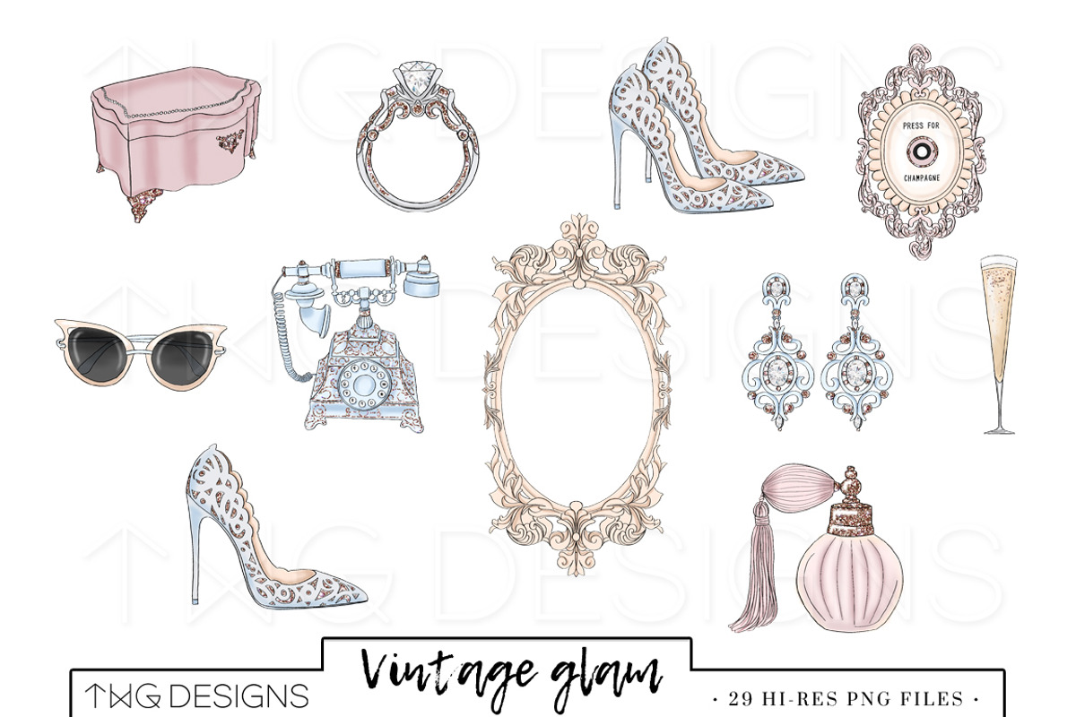 Fashion Girl Vintage Glam Clip Art, an Illustration by TWG Designs ...