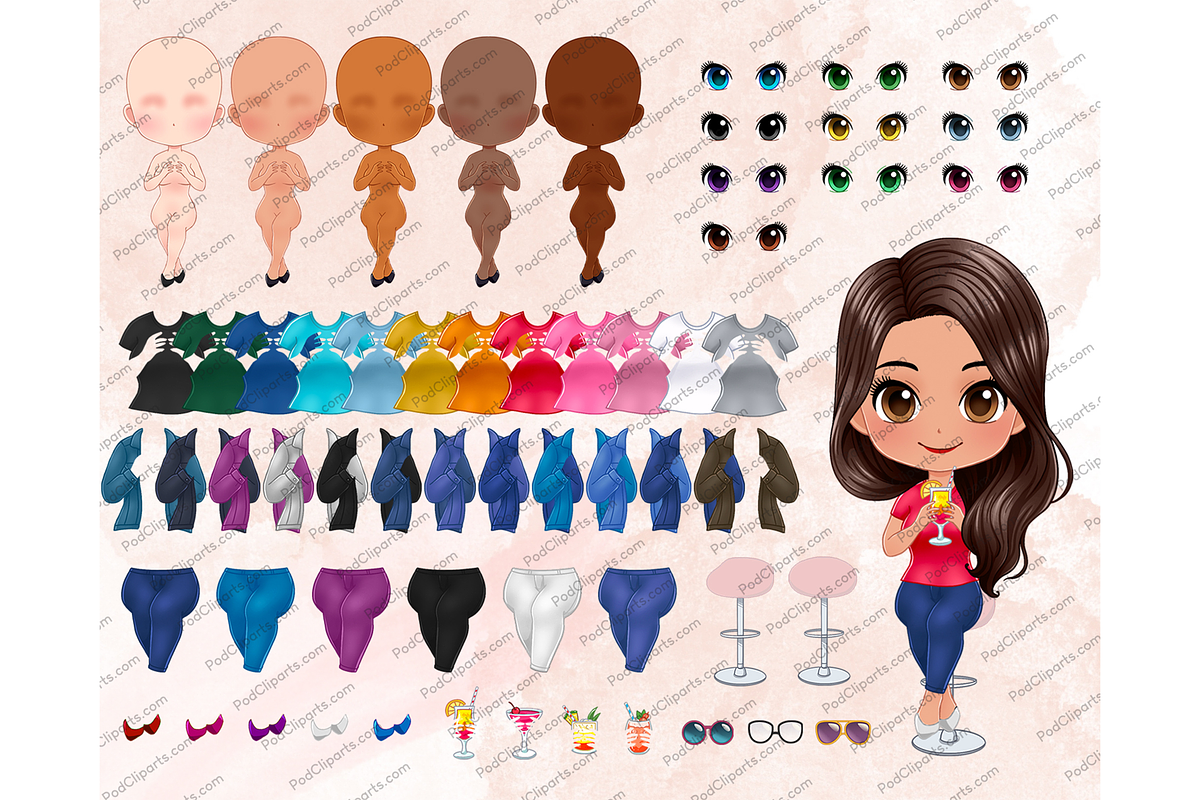 Couple Chibi, Besties Clipart PNG