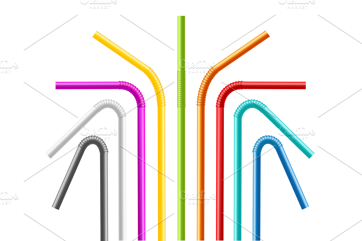 Realistic 3d Detailed Color Straws., an Object Graphic by Vector and ...