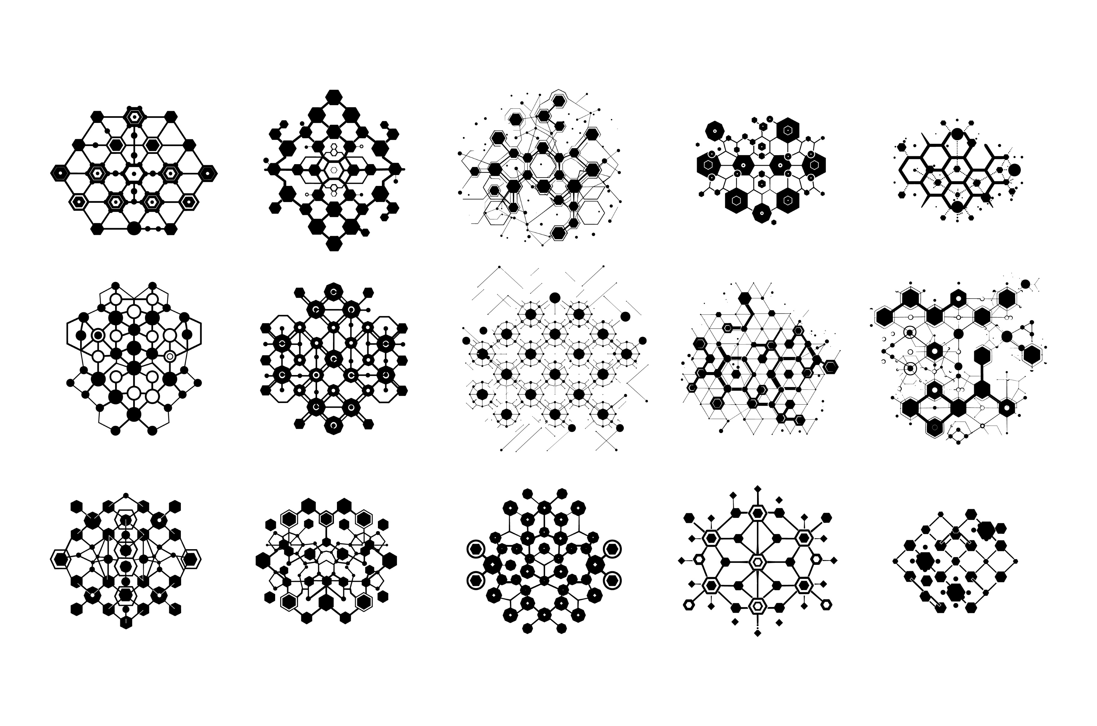 Hexagonal chemical mesh icons vector, an Illustration by Onyx