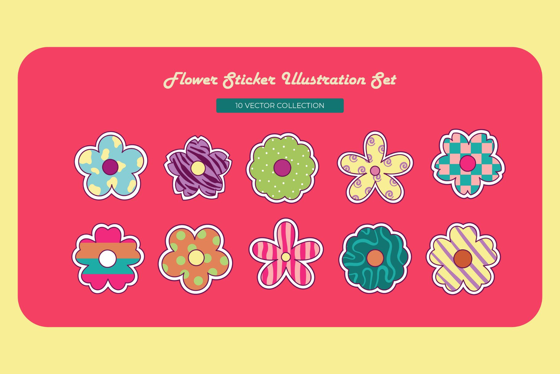 Flower Sticker Illustration Set, a Decorative Illustration by Creathub ...